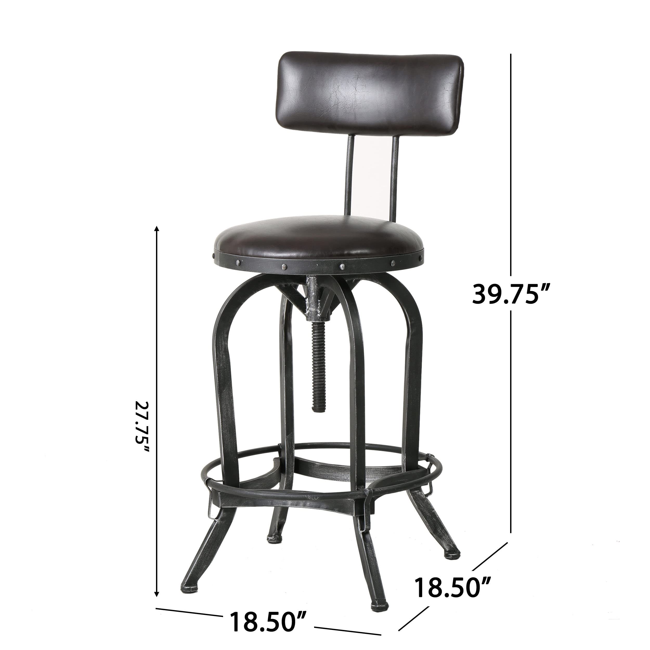 Christopher Knight Home Vlippu Leather Barstool with Backrest, Brown