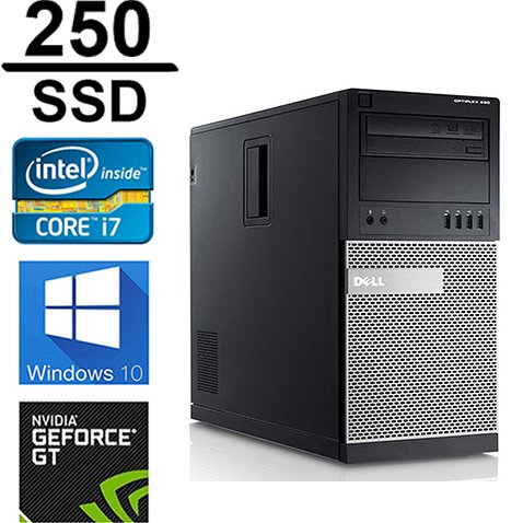 Dell Gaming 990 Desktop Computer Optiplex, Intel Core i7 3.4 upto 3.8GHz 2600 CPU, 250GB SSD, 16GB DDR3 Memory, WiFi, Windows 10 Pro, Nvidia GT710 2GB, (Renewed)