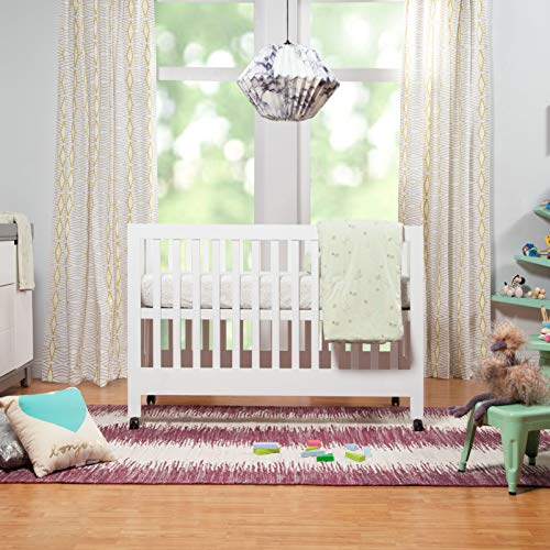 Babyletto Maki Full-Size 2-in-1 Portable Folding Crib with Toddler Bed Conversion Kit in White, Greenguard Gold Certified