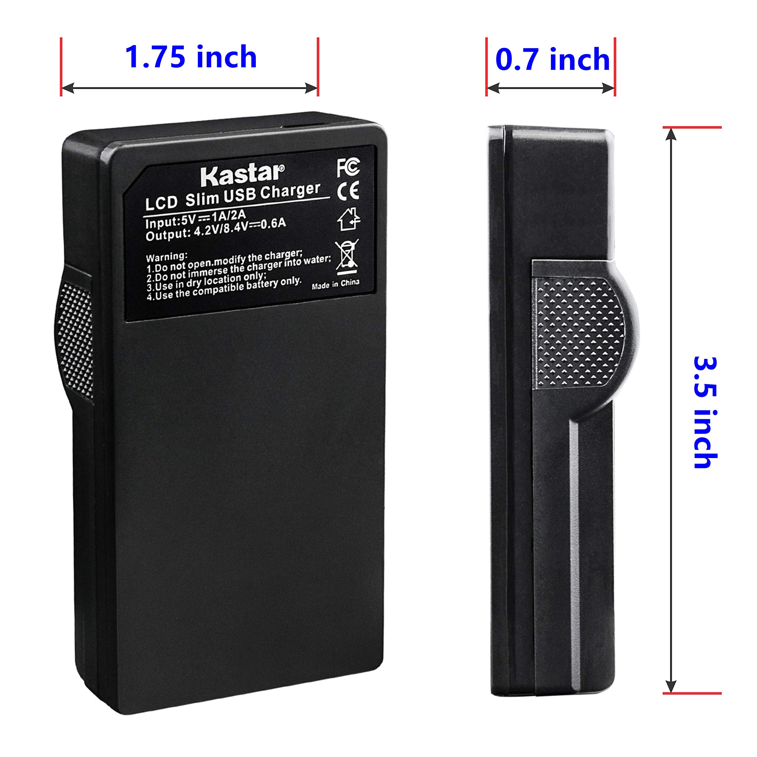 Kastar Battery (X2) & LCD Slim USB Charger for Canon NB-4L and Canon ELPH 100 HS, 300 HS, 310 HS, 330 HS, VIXIA Mini, Powershot SD400, SD450, SD600, SD630, SD750, SD780, SD1000, SD1100 is, SD1400 is