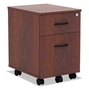 alera valencia series mobile pedestal, left/right, 2-drawers: box/file, legal/letter, medium cherry, 15.88" x 19.13" x 22.88"