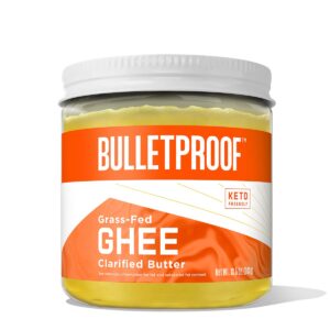 grass fed ghee, 13.5 oz, bulletproof 100% grass fed, pasture raised clarified butter fat, keto, paleo, lactose free, casein free, non-gmo