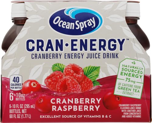 Ocean Spray, Cran-Energy Cranberry Raspberry Energy Juice Drink, 10 Fl Oz Bottles, 6 Ct