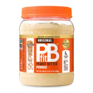 pbfit all-natural peanut butter powder, powdered peanut spread from real roasted pressed peanuts, 8g of protein 8% dv, 30 ounce (pack of 1)