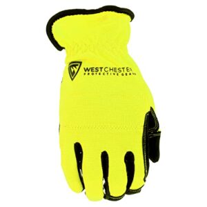 West Chester Men's High-Dexterity Work Gloves, Synthetic Leather Palm, Padded Knuckle, 3-Pack, Yellow/Blue/Black, Large, (86156-L3P)