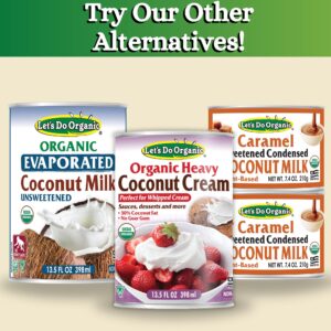 Let's Do Organic Heavy Coconut Cream – Canned Coconut Cream, Whipped Cream, Heavy Cream, No Guar Gum, Dairy Free, USDA Organic – 13.5 Fl Oz