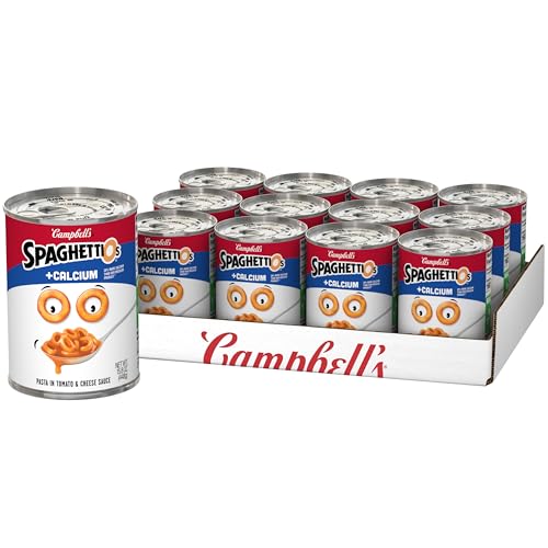 Campbell's SpaghettiOs Original Canned Pasta Plus Calcium, 15.8 oz Can (Pack of 12)