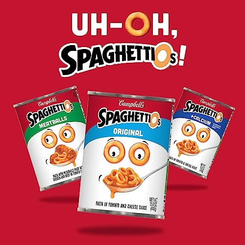 Campbell's SpaghettiOs Original Canned Pasta Plus Calcium, 15.8 oz Can (Pack of 12)