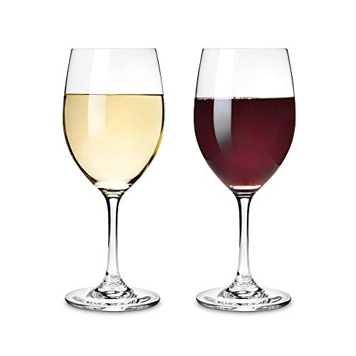 True Stemmed Wine Glasses, Lead-Free Crystal Glassware for Red and White Wine, Dishwasher Safe, Set of 4, 14 Oz