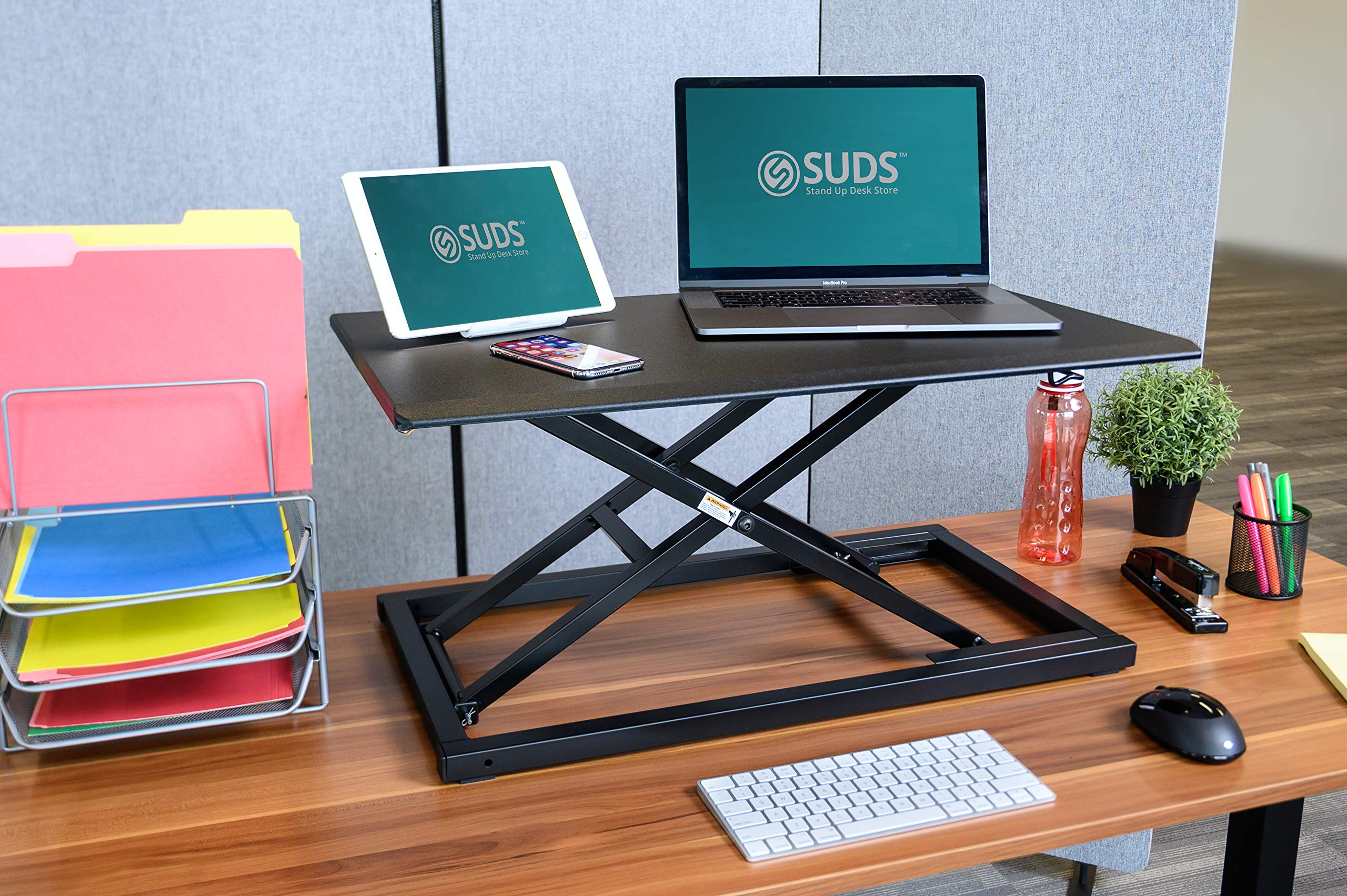 Stand Up Desk Store AirRise Adjustable Height Standing Desk Converter Monitor Stand (Black, 29")