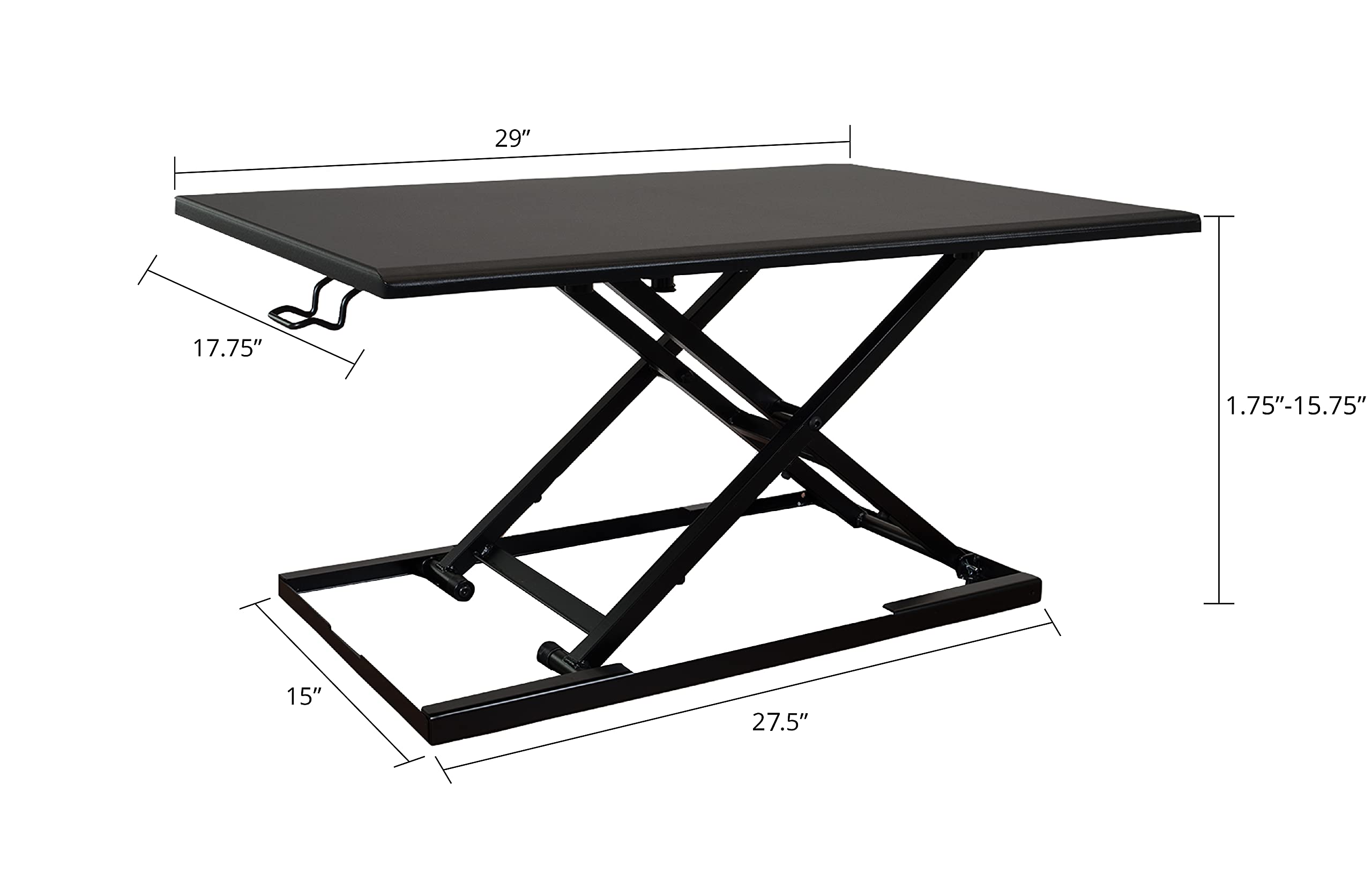 Stand Up Desk Store AirRise Adjustable Height Standing Desk Converter Monitor Stand (Black, 29")