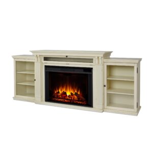 real flame distressed white 8720e-dsw tracey grand entertainment with electric fireplace, large