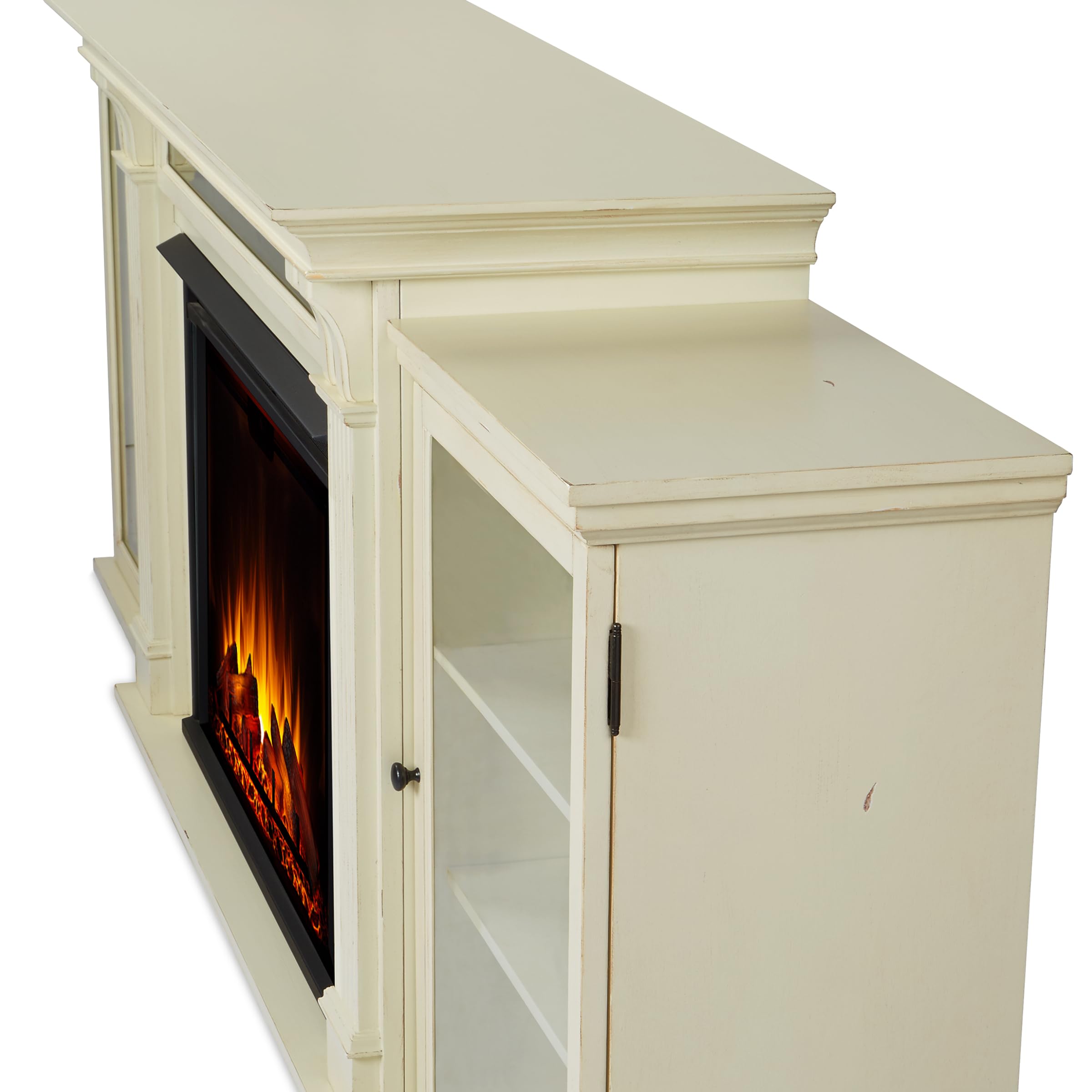 Real Flame Distressed White 8720E-DSW Tracey Grand Entertainment with Electric Fireplace, Large