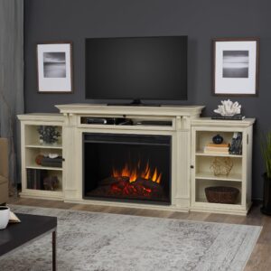 Real Flame Distressed White 8720E-DSW Tracey Grand Entertainment with Electric Fireplace, Large