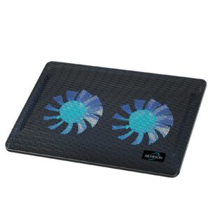 aicheson laptop cooling pad 2 1000rpm fans portable computer cooler, blue leds, s007