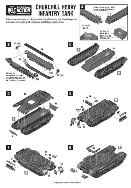 Bolt Action Churchill Infantry Tank 1:56 WWII Military Wargaming Plastic Model Kit