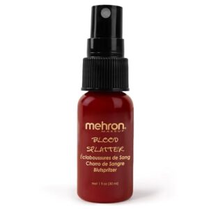 mehron makeup blood splatter | professional fake spray blood | fake blood makeup for performance, halloween, face paint, costumes, & special fx 1 fl oz (29 ml)