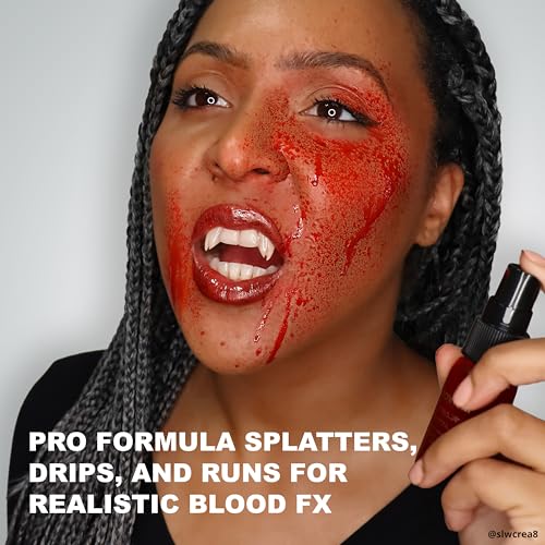 Mehron Makeup Blood Splatter | Professional Fake Spray Blood | Fake Blood Makeup for Performance, Halloween, Face Paint, Costumes, & Special FX 1 fl oz (29 ml)