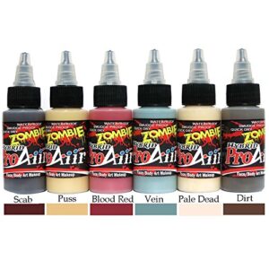 proaiir face and body painting makeup - 6 zombie colors - 1 oz (30ml)