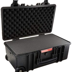 Amazon Basics Large Hard Rolling Camera Case, Solid, Black, 22"L x 14"W x 9.8"H