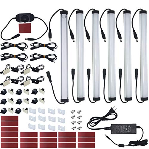 Under Cabinet LED Lighting Kit Plug in or Hardwired, 6 pcs 12 Inches Light Strips, 2000 Lumen, Super Bright, for Kitchen Counter, Closet, Shelf Lights, 31W, Warm White (6 Bars)