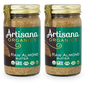 artisana organics raw almond butter (2 pack, 14oz jars) | no sugar added, no palm oil, vegan, paleo and keto friendly, non-gmo