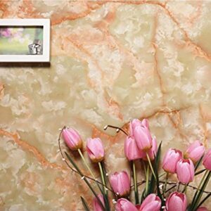 Moyishi Granite Look Marble Gloss Film Vinyl Self Adhesive Counter Top Peel and Stick Wall Decal 15.8"x118" (Amber)