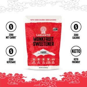 Lakanto Classic Monk Fruit Sweetener with Erythritol - White Sugar Substitute, Baking, Coffee, Tea, Zero Calorie, Keto Diet Friendly, Zero Net Carbs, Extract, Sugar Replacement (Classic White - 3 lb)