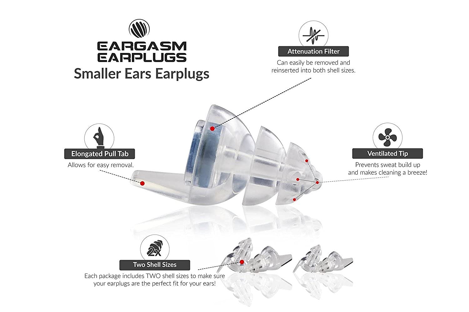 Eargasm Smaller Ears Earplugs for Concerts Musicians Motorcycles Noise Sensitivity Disorders and More! Two Different Sizes Included to Accommodate Smaller Ear Shapes! Blue