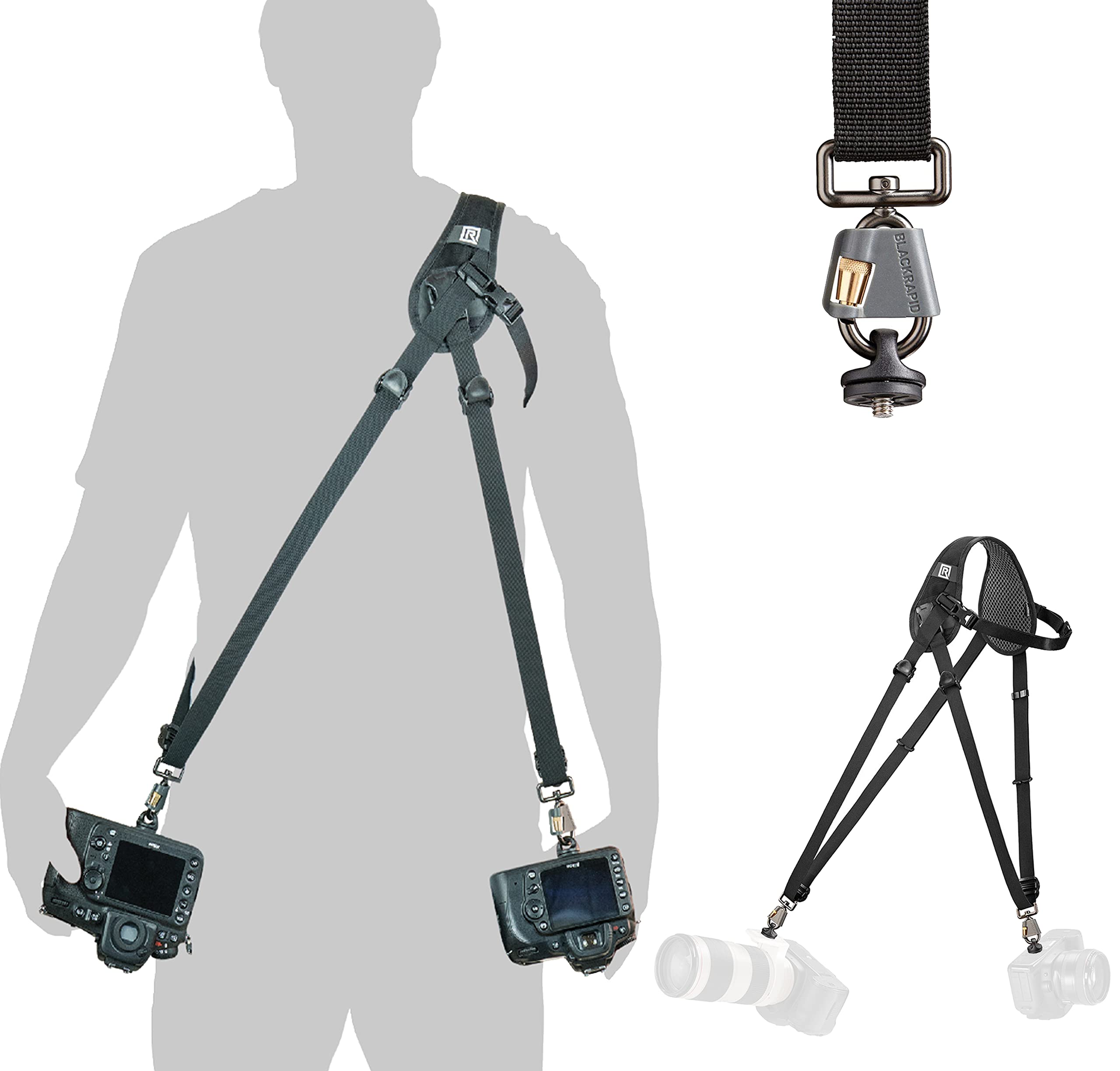 BlackRapid Hybrid Breathe Camera Sling, Original Camera Sling Design, Strap for 1 or 2 DSLR, SLR and Mirrorless Cameras