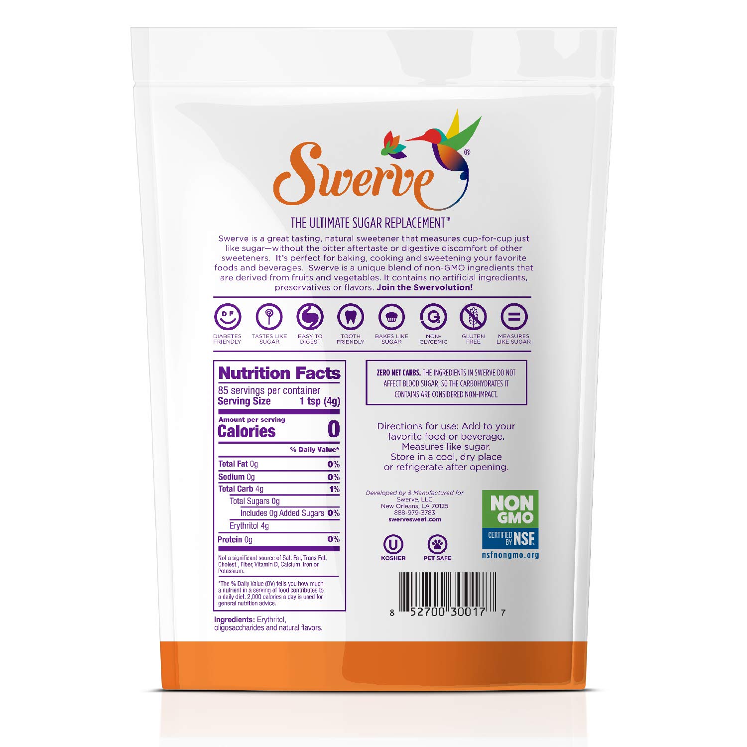 Swerve Sweetener, Granular, 12 Ounce