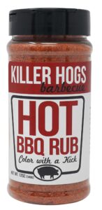 killer hogs hot bbq rub | championship grill seasoning for beef, steak, burgers, pork, and chicken | 12 ounces