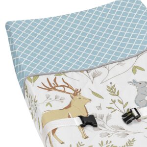 Sweet Jojo Designs Blue, Grey and White Woodland Animal Toile Baby Girl or Boy Changing Pad Cover