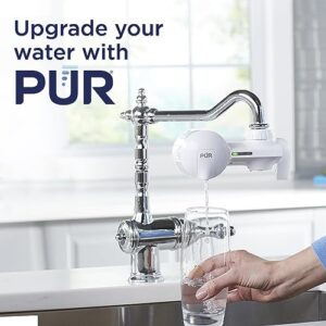 PUR Faucet Mount Water Filtration System, 2-in-1 Powerful Filtration with Lead Reduction, Horizontal, White, PFM150W