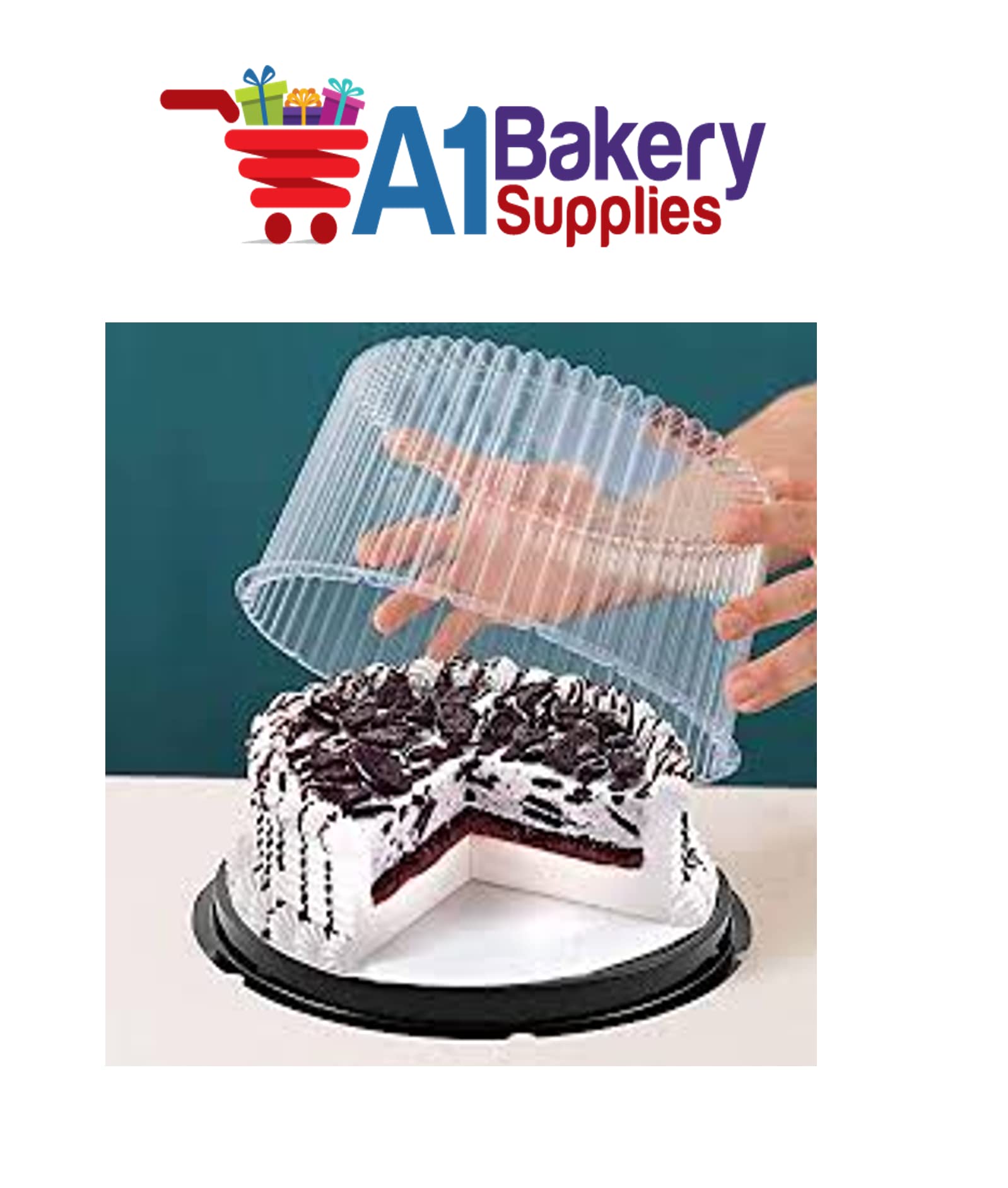 A1 Bakery Supplies 10-11inch Cake Double Layer Clear Cake Container Dome and Base Carry & Display Storage Box (4 Pack)