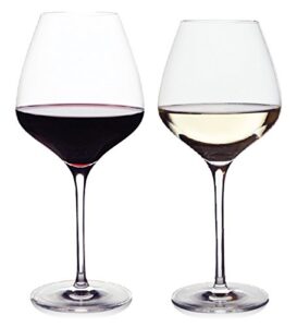 the one wine glass - perfectly designed shaped wine glasses for all types of wine by master sommelier andrea robinson, premium mixed set of 1 red wine glass and 1 white wine glass,