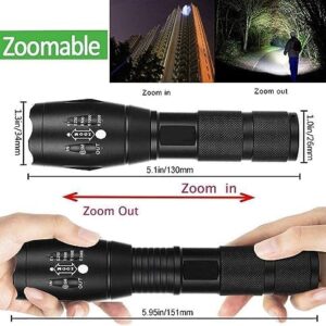 MODOAO LED Flashlight Waterproof Zoomable Tactical Flashlight with 5 Modes for Hiking, Camping, Emergency (5 Pack)