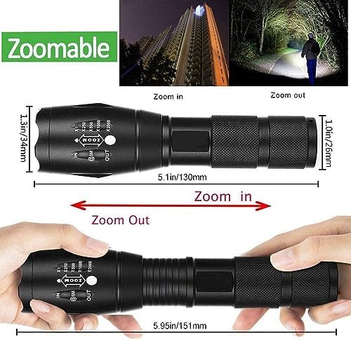 MODOAO LED Flashlight Waterproof Zoomable Tactical Flashlight with 5 Modes for Hiking, Camping, Emergency (5 Pack)