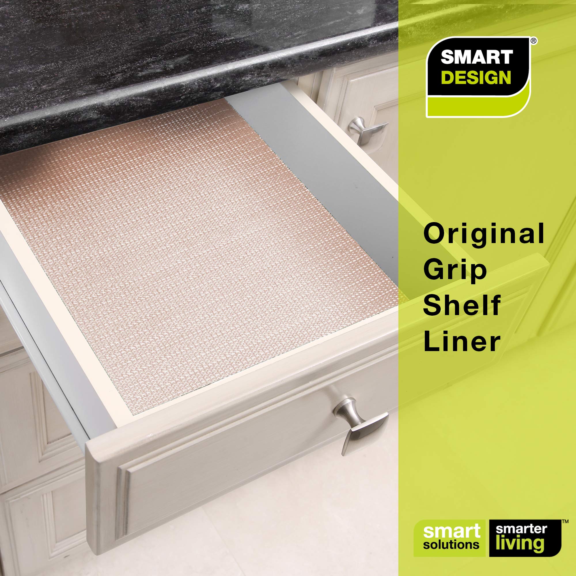 Smart Design Master Solid Grip Shelf Liner - 18 Inch x 4 Feet - Non Adhesive, Strong Grip Bottom, Easy Clean Kitchen Drawer, Cabinet, Cupboard Dresser Protector Cover, Non Slip Rubber Mat - Black