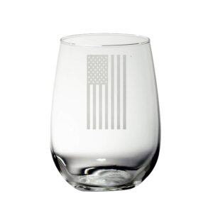 American flag ectched glass (Stemless wine)