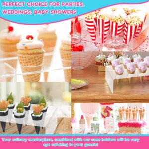 Clear Acrylic Ice Cream Cone Holder Stand 10 Holes to Display Snow Cones Sushi Hand Rolls Popcorn Candy French Fries Sweets Savory, Ice Cream Recipe Ebook Included