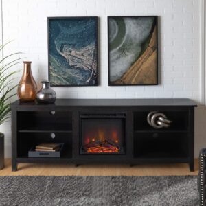 home accent furnishings new 70 inch wide black fireplace television stand with fireplace insert