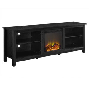 Home Accent Furnishings New 70 Inch Wide Black Fireplace Television Stand with Fireplace Insert