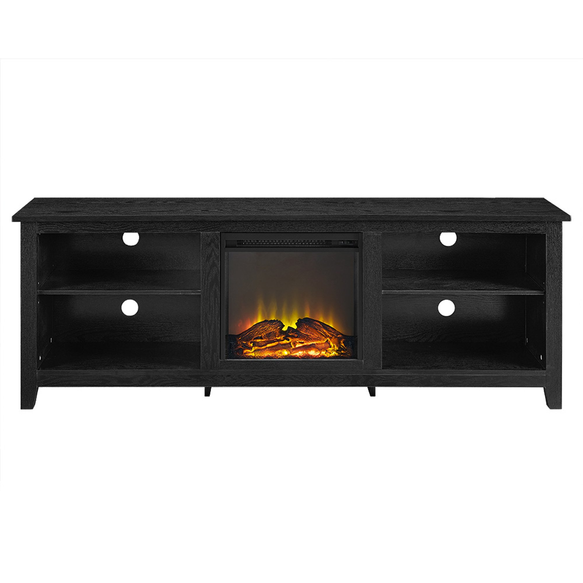 Home Accent Furnishings New 70 Inch Wide Black Fireplace Television Stand with Fireplace Insert