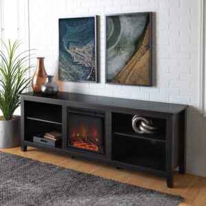 Home Accent Furnishings New 70 Inch Wide Black Fireplace Television Stand with Fireplace Insert