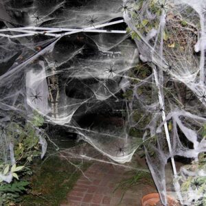 Moon Boat 1100 sqft Fake Spider Web Cobweb Halloween Party Decorations Props with 160 Spiders