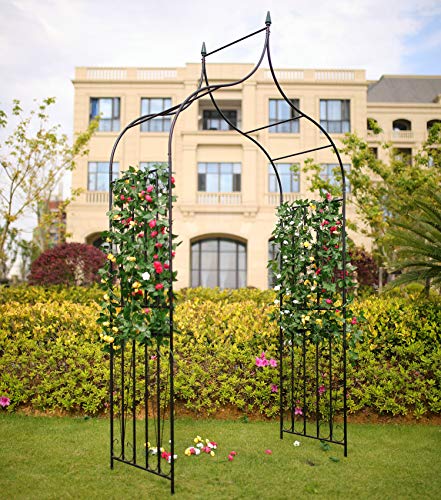 1. GO Gothic Steel Garden Arch, 8'8" High x 4'5" Wide, Garden Arbor for Various Climbing Plant, Outdoor Garden Lawn Backyard