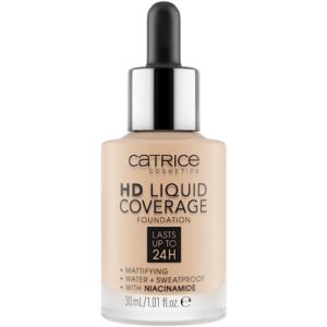 catrice | hd liquid coverage foundation | high & natural coverage | vegan & cruelty free (010 | light beige)