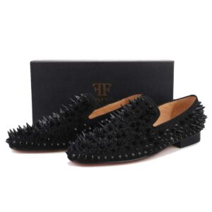 FERUCCI Men Black Spikes Slippers Loafers Flat with Crystal GZ Rhinestone (11)