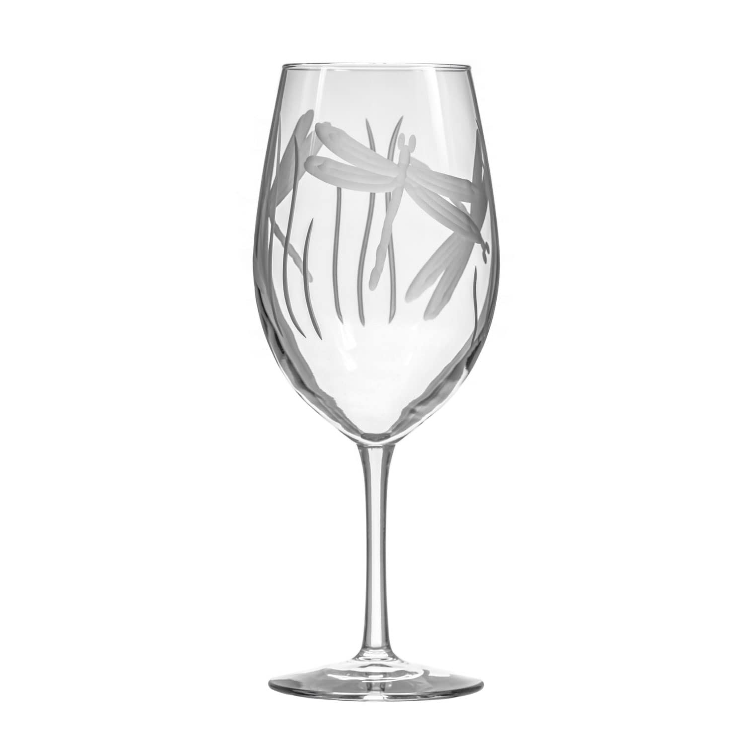 Rolf Glass Dragonfly All Purpose Wine Glass 18 ounce - Stemmed Wine Glasses Set of 4 – Lead-Free Glass- Etched Large Wine Glasses - Made in the USA - A Classic